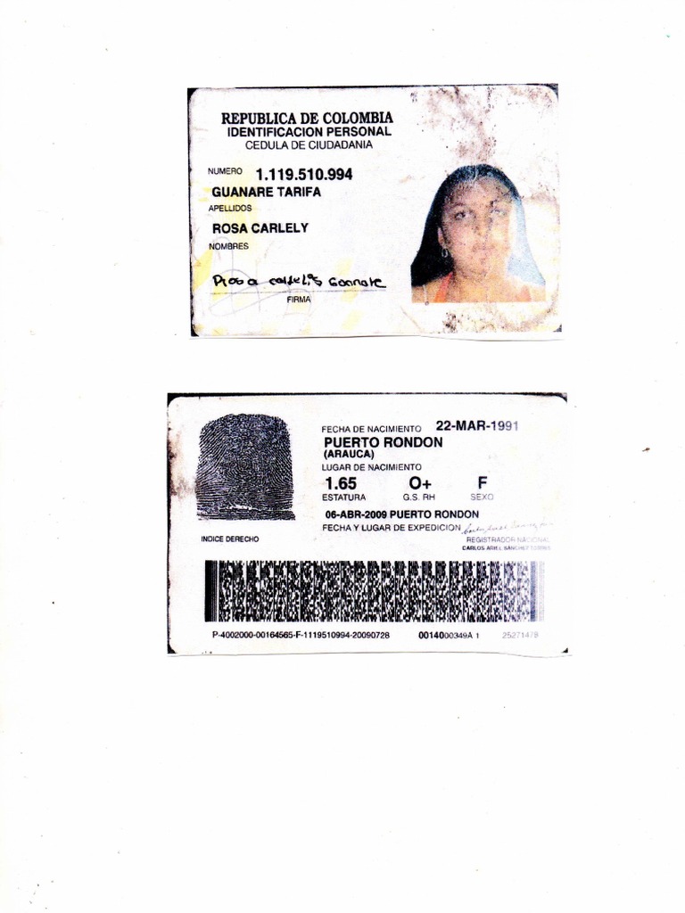 Republica de Colombia: Identificacion Personal | PDF