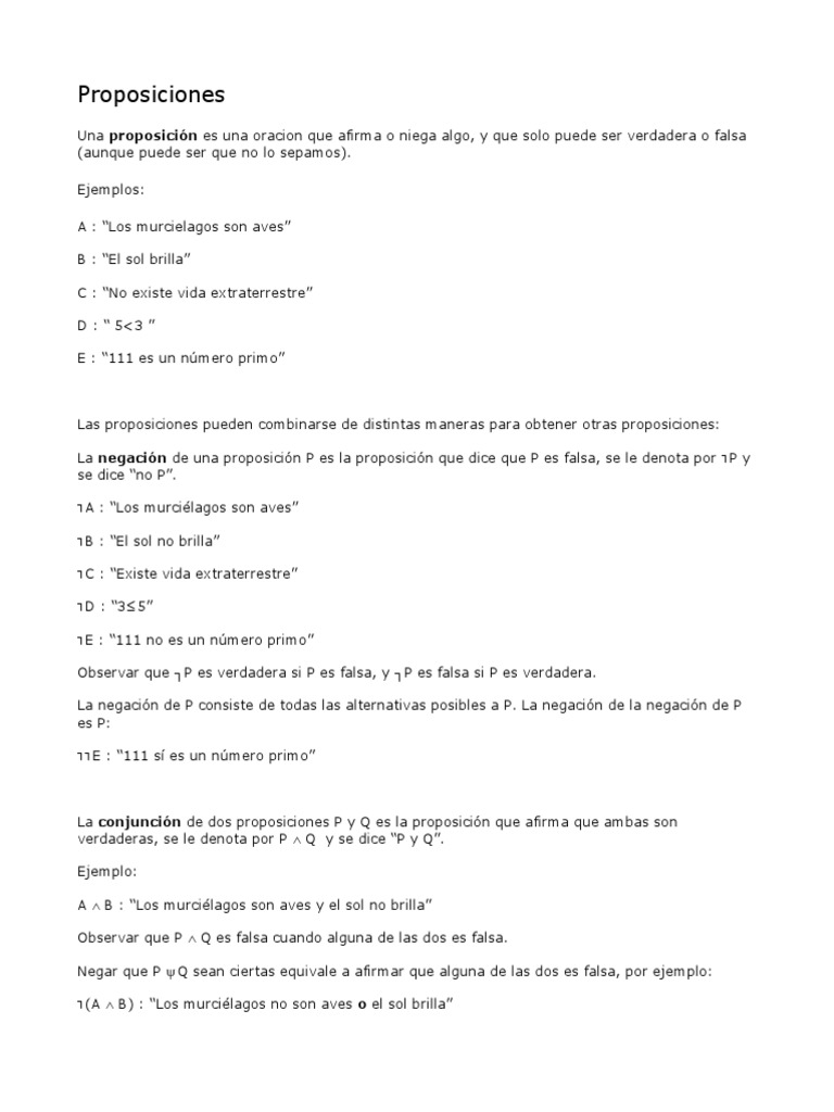 Proposiciones | PDF | Proposición | Prueba matemática