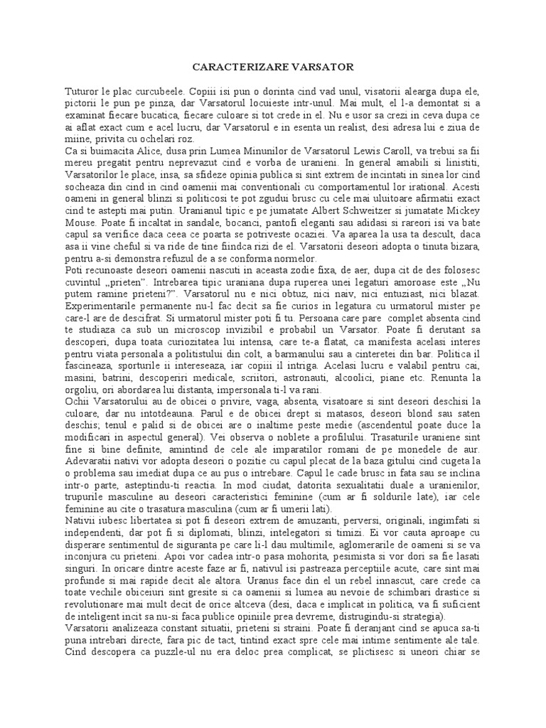 Caracterizare Varsator | PDF