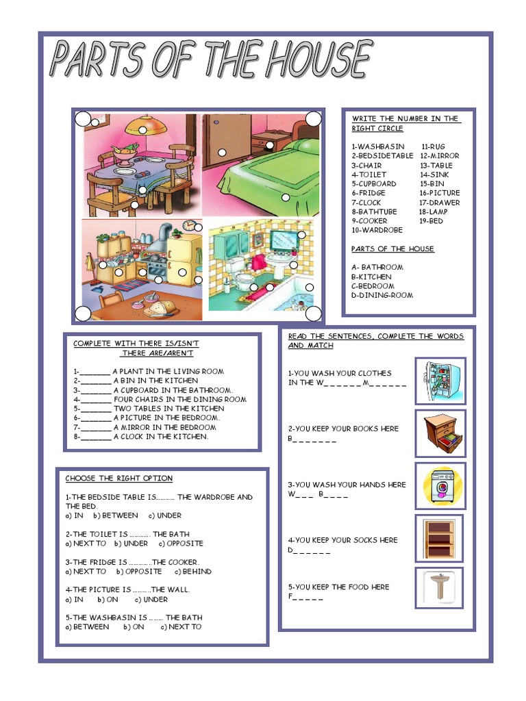 Parts of The House Fun Activities Games 767 | PDF | Room | Bedroom