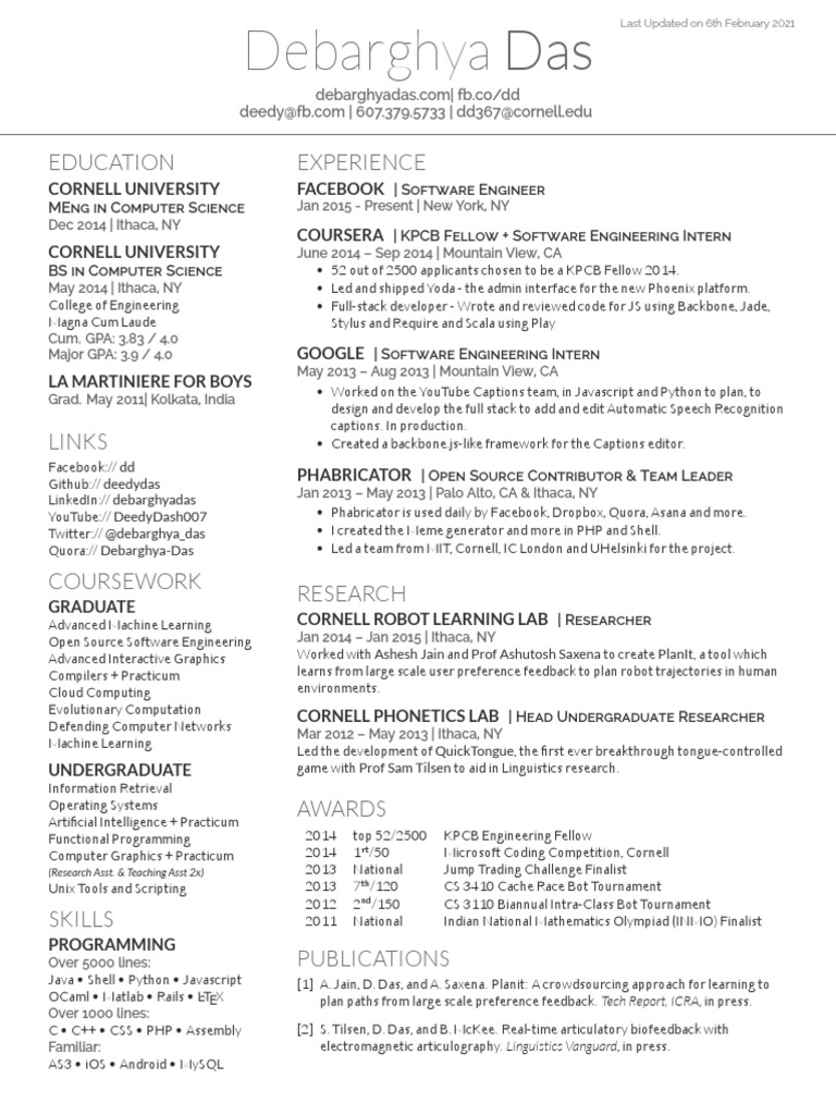 Debarghya Das: Education Experience | PDF | Computer Science | Software