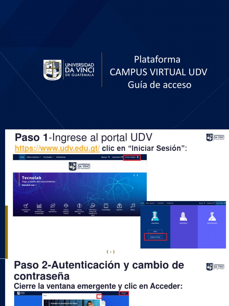 (Resumido) Pasos para Acceder A Plataforma Campus Virtual Udv | PDF