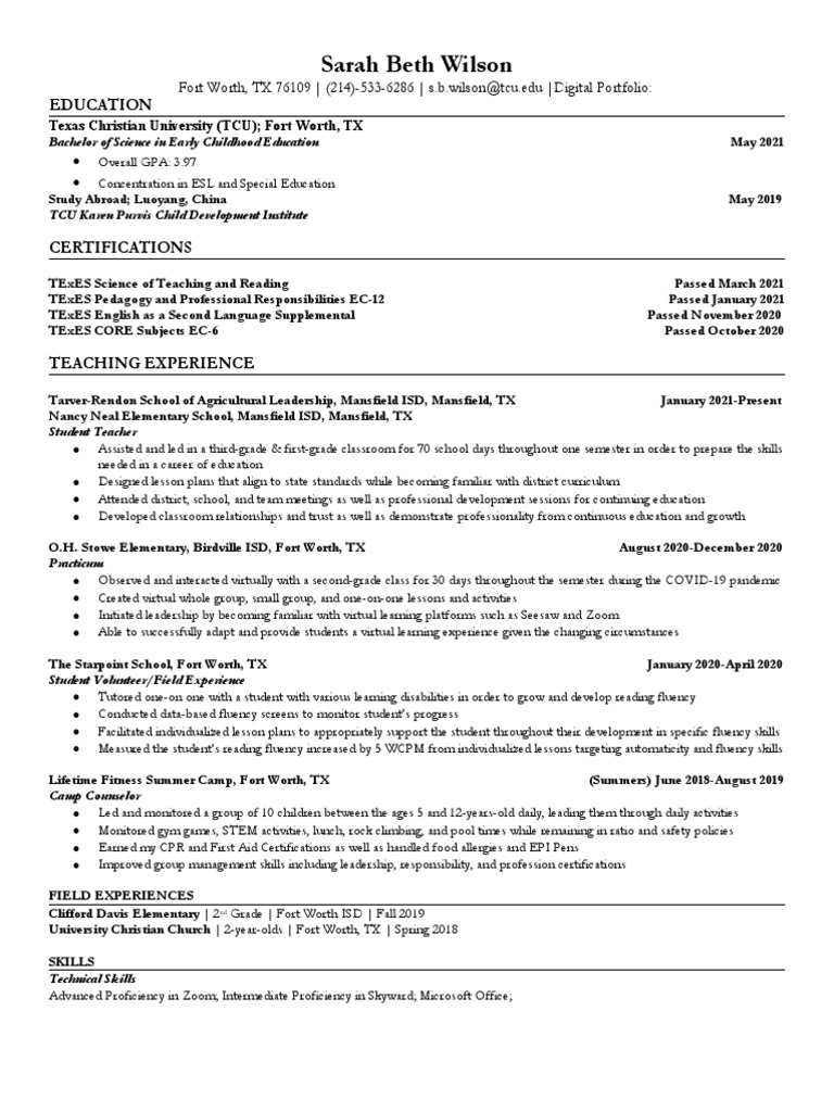 Extended Resume PDF | Download Free PDF | English As A Second Or ...