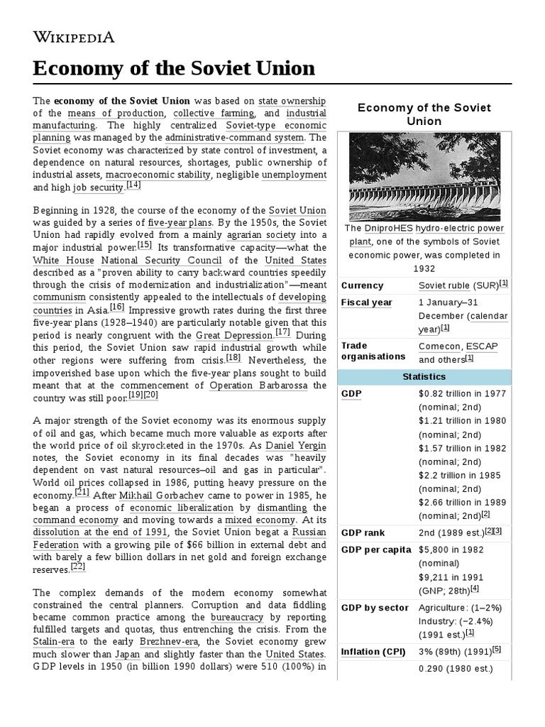 Economy of The Soviet Union | PDF | Soviet Union | World Politics