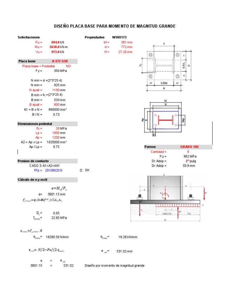 Diseño de Placa Base para Momentos Grandes | PDF | Ingeniería mecánica ...