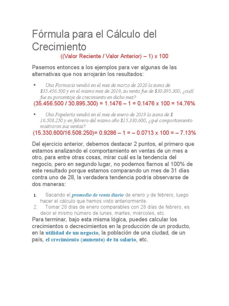 Fórmula para El Cálculo Del Crecimiento | PDF