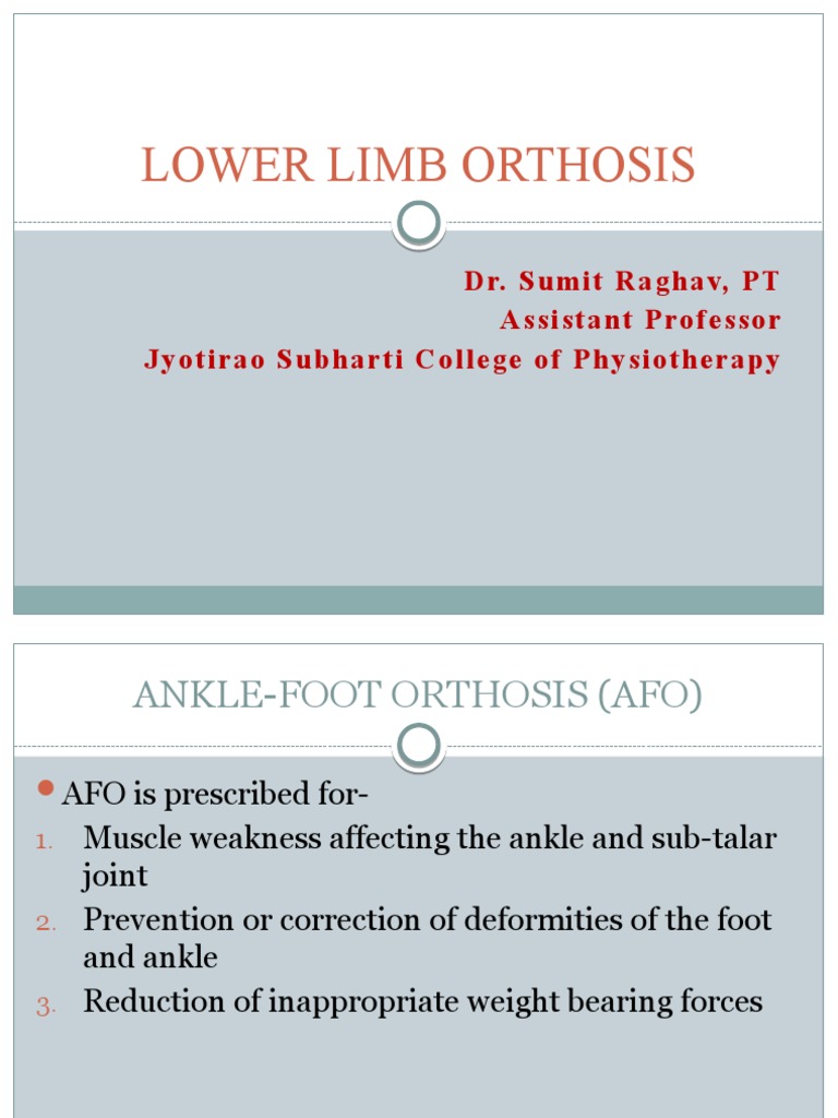 Lower Limb Orthosis Overview | PDF | Foot | Pelvis