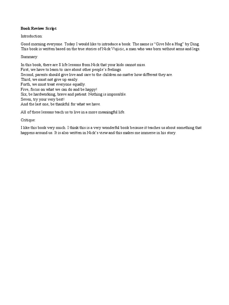 Book Review Script | PDF