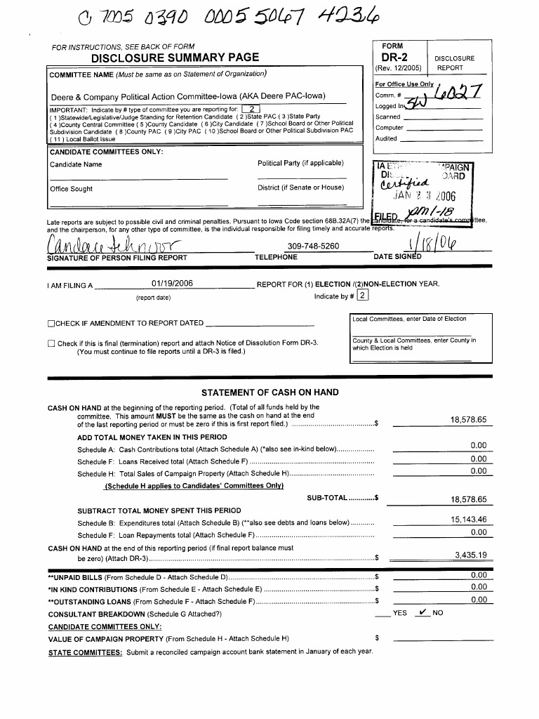 Deere PAC-Iowa Disclosure Report | PDF | Iowa | Political Action Committee
