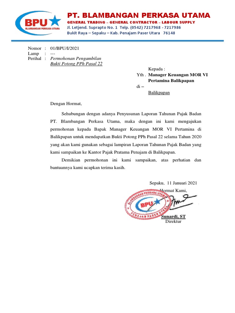 Permohonan Bukti Potong | PDF