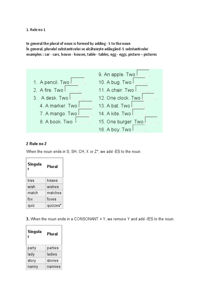 Rules for Forming Plural Nouns | PDF | Grammatical Number | Plural
