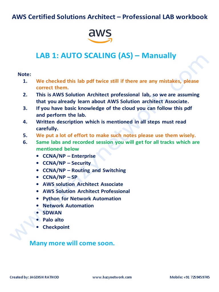 LABGuide - AWS Solution Architect Professional - AutoScalling | PDF | Cisco Certifications ...