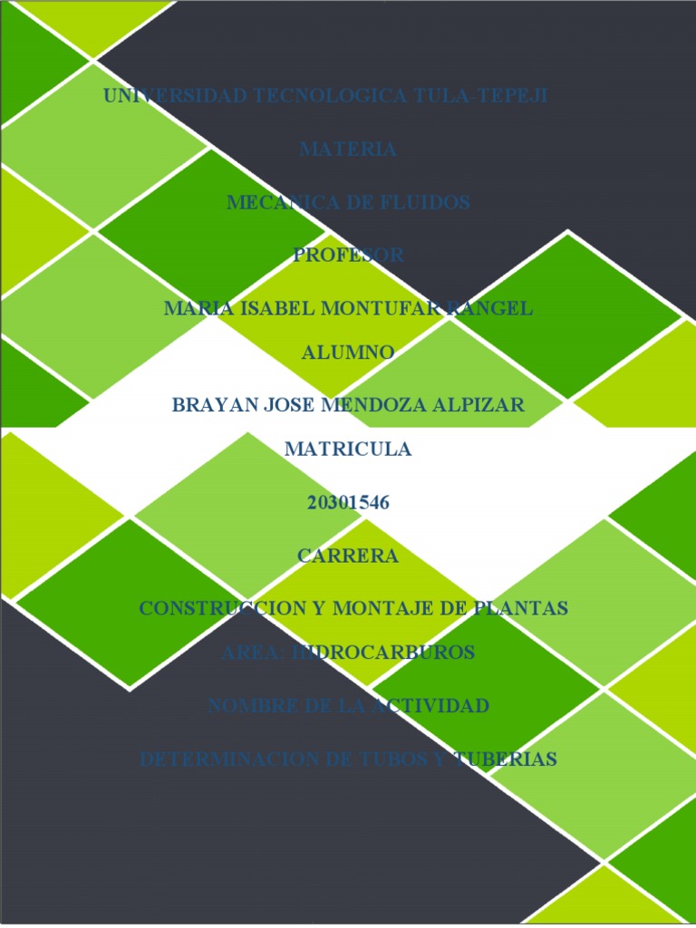 Tubos y Tuberias - Ejercicios - Brayan Jose Mendoza Alpizar | PDF