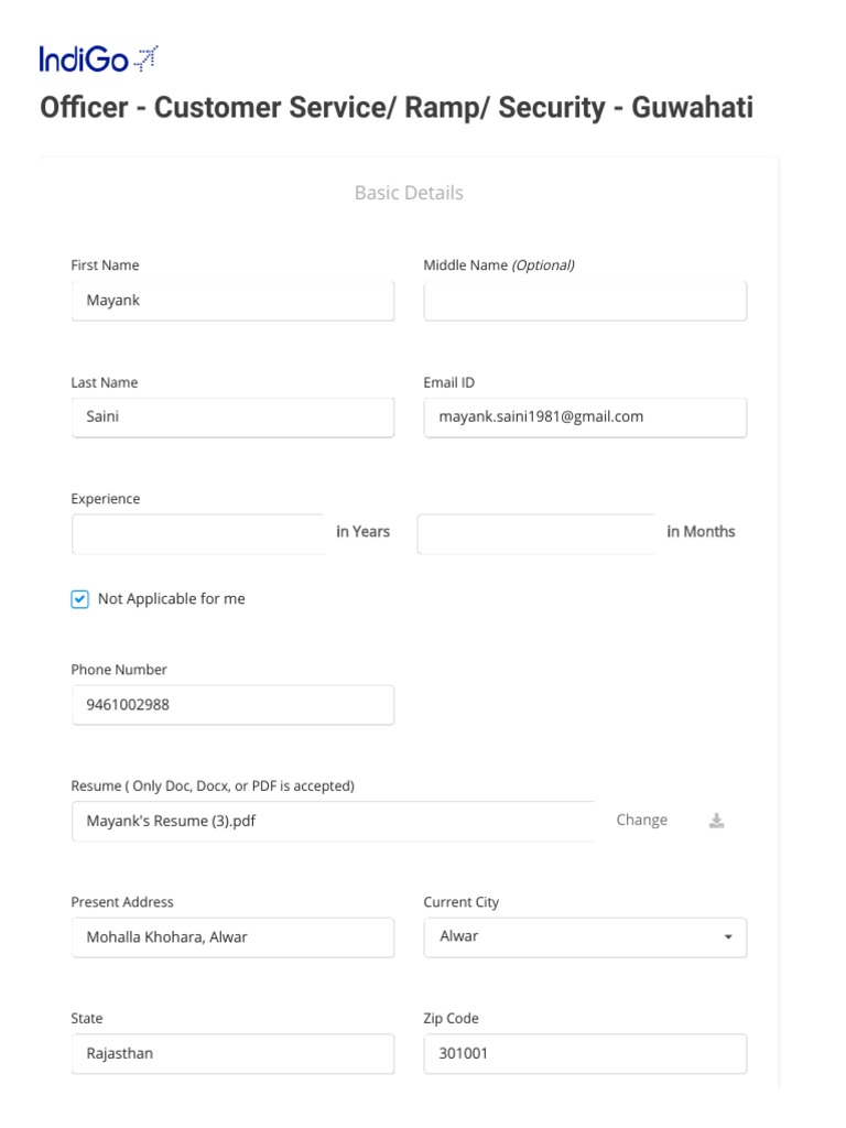 Apply For Officer - Customer Service - Ramp - Security - Guwahati at ...