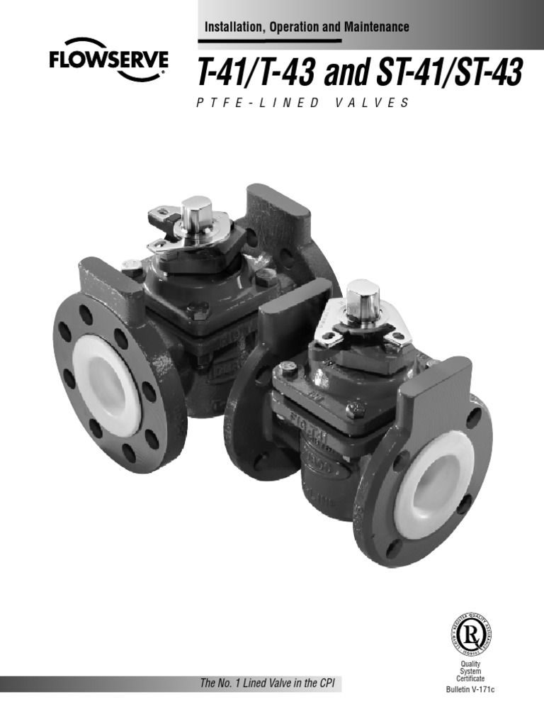 T-41/T-43 and ST-41/ST-43: Ptfe-Lined Valves | PDF | Valve | Screw