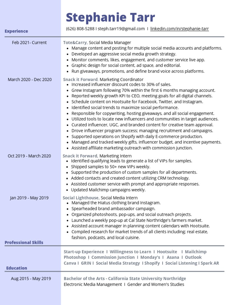 Resume-Stephanie Tarr | PDF | Social Media | Popular Culture & Media ...