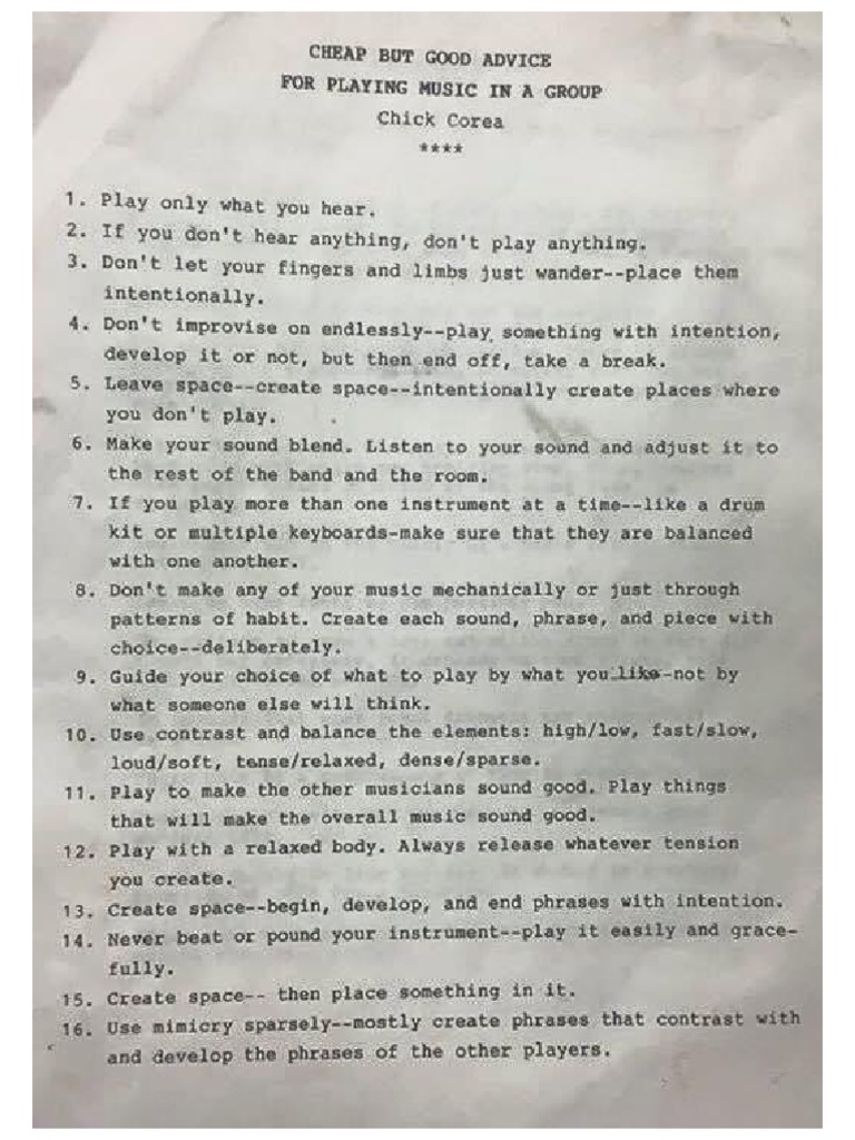 Chick Corea Advice | PDF