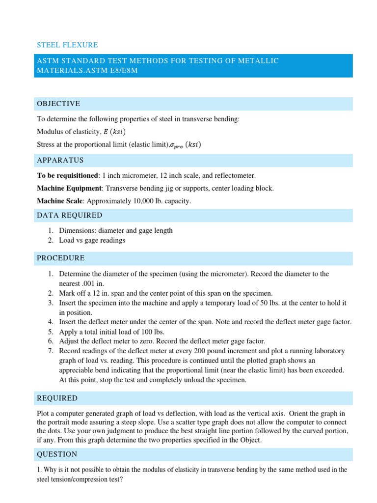 Astm Standard Test M Ethods For Testing of Metallic Materials - Astm E8 ...