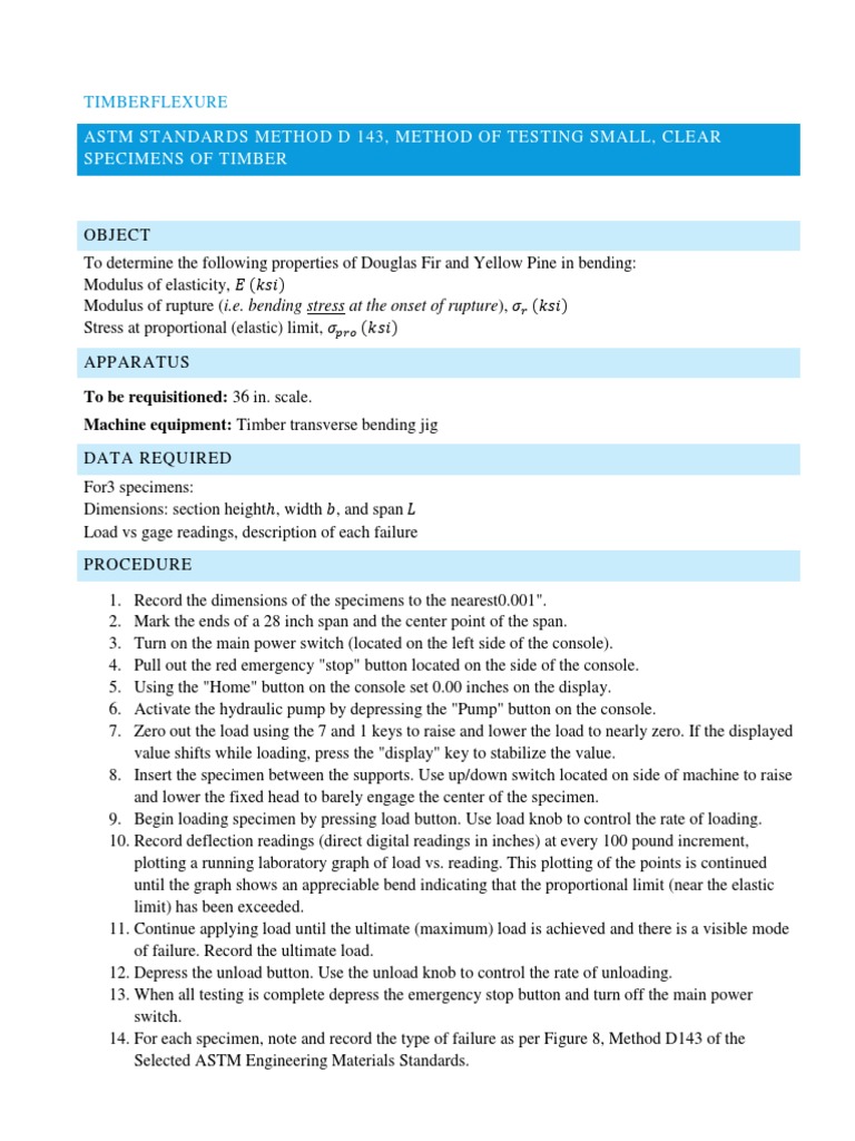 Astm Standards Method D 143, Method of Testing Small, Clear Specimens ...