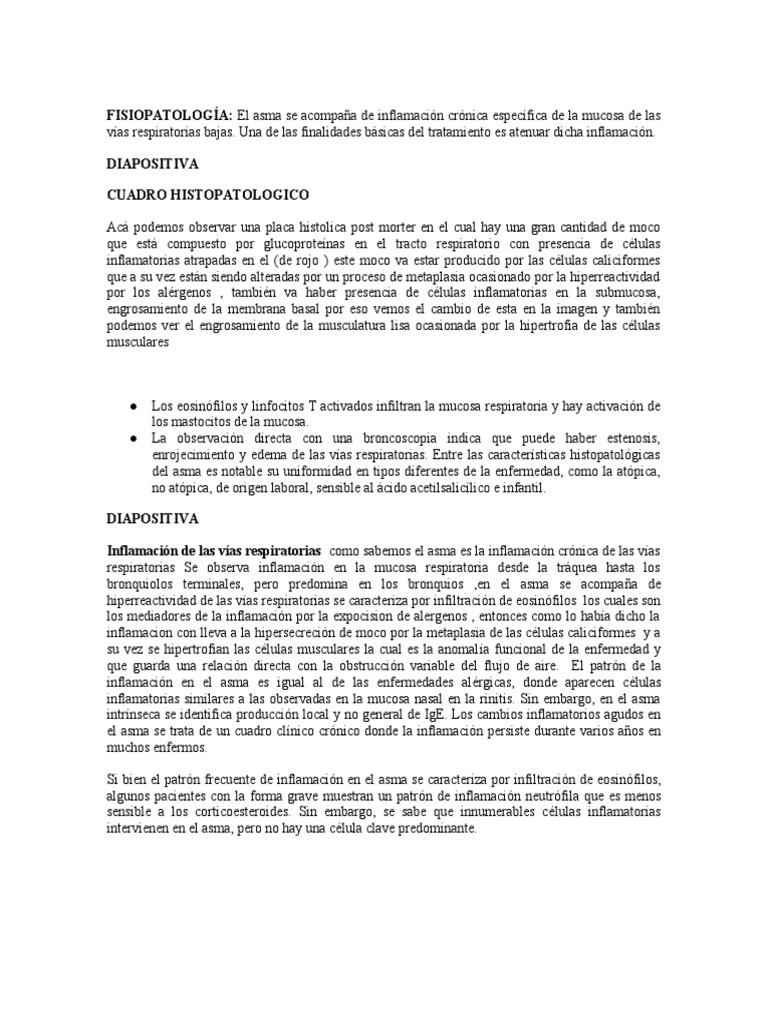 Fisiopatología del Asma: Inflamación Crónica y Tratamiento | PDF | Asma ...