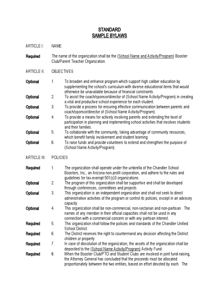 Bylaws Template | PDF | Committee | Board Of Directors