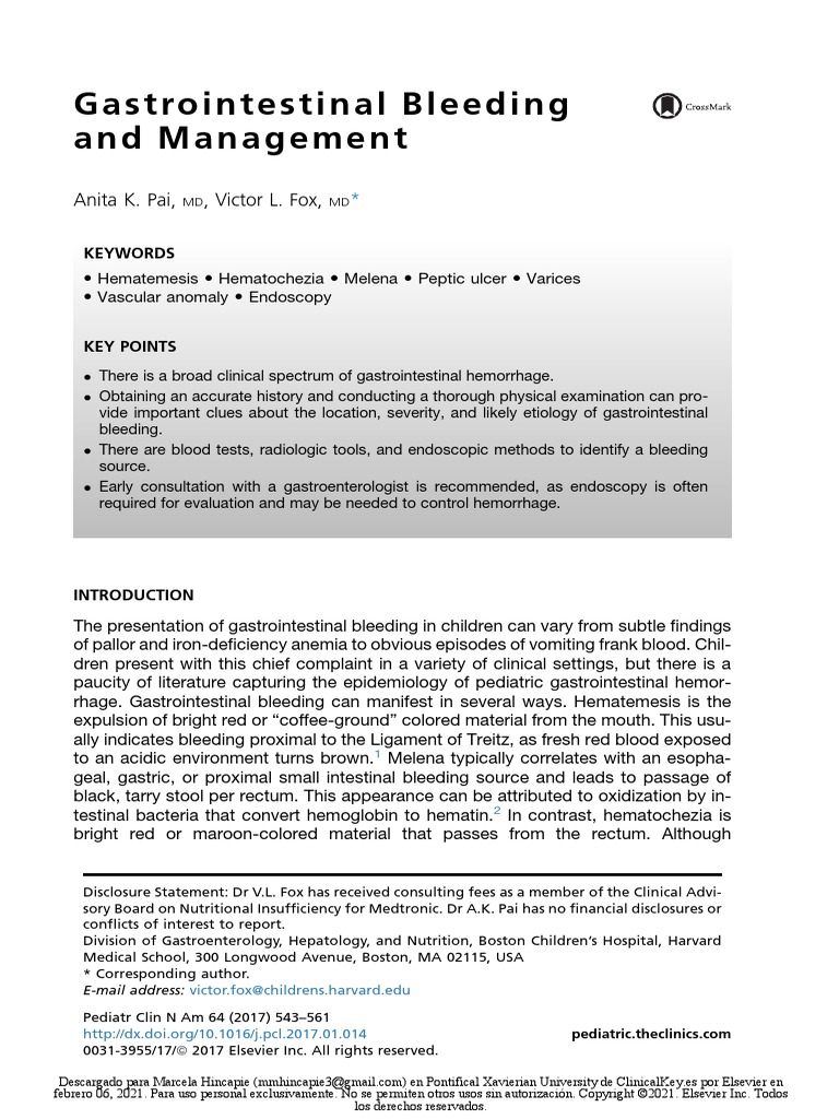 Gastrointestinal Bleeding and Management | PDF | Gastroenterology ...