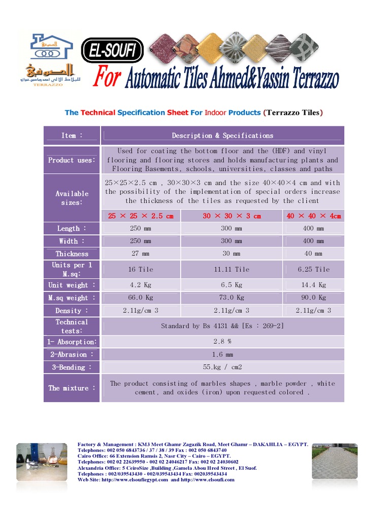 Terrazzo Tile Specifications and Details | PDF