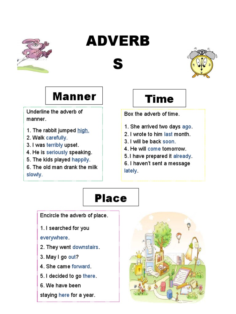 Identify adverbs of manner, time and place | PDF
