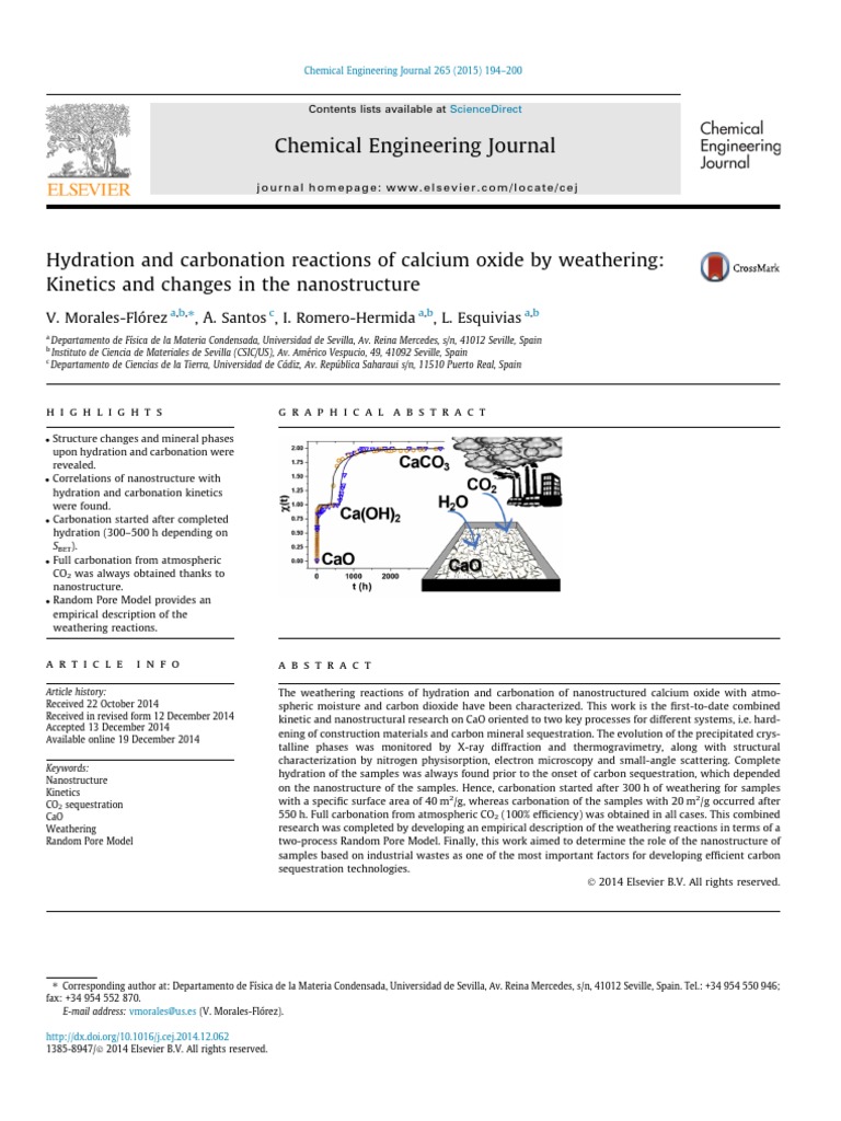 Hydration and Carbonation Reactions of Calcium Oxide | PDF | Carbon ...