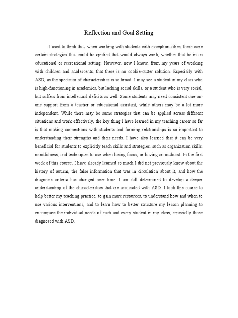 Reflection and Goal Setting | PDF | Career & Growth