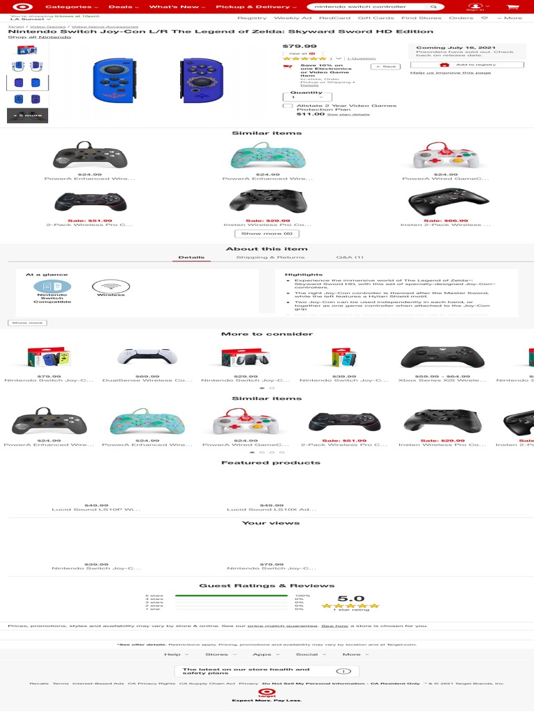 Nintendo Switch Controller Target | PDF | Nintendo | Video Game Hardware