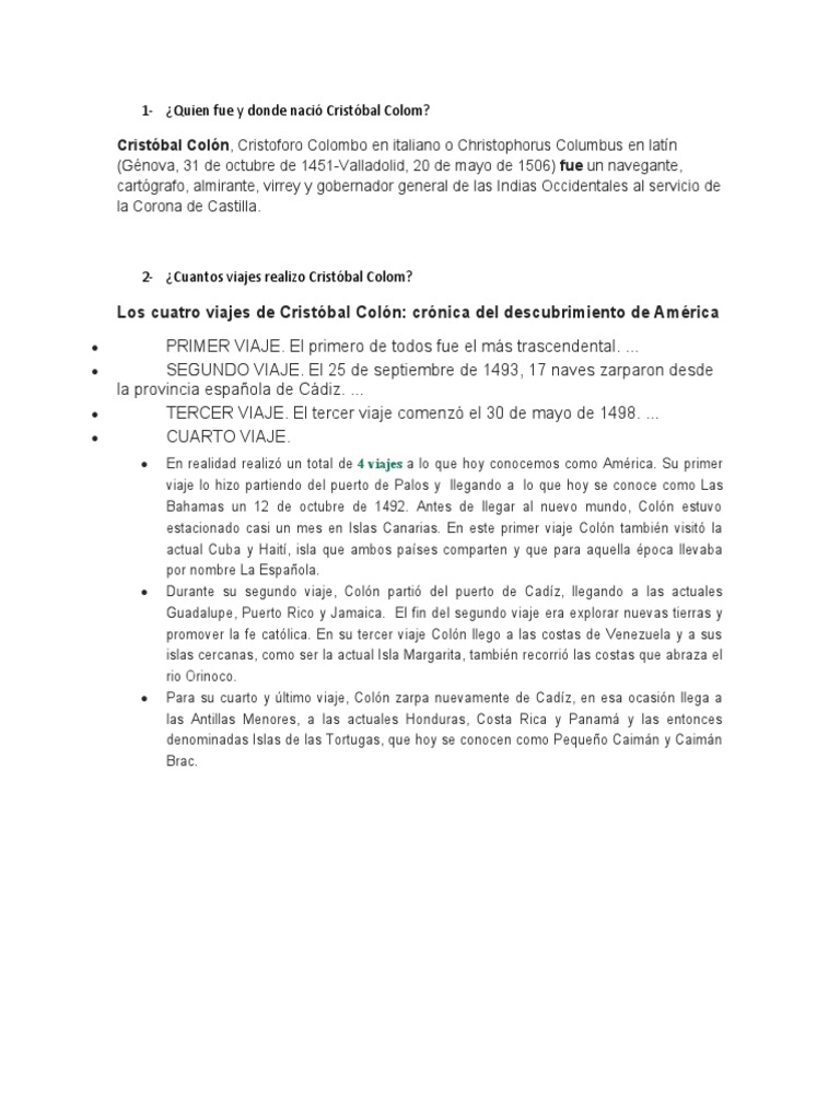 Quien Fue y Donde Nació Cristóbal Colom | PDF