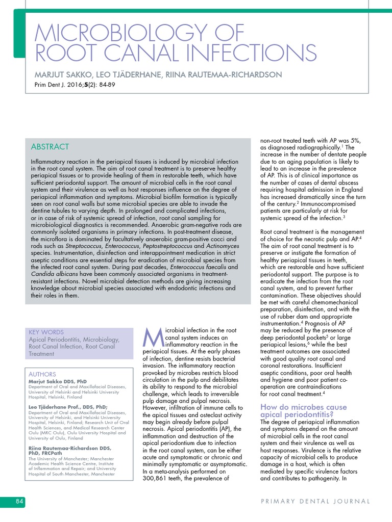 Microbiology of Root Canal Infections: Marjut Sakko, Leo Tjäderhane ...