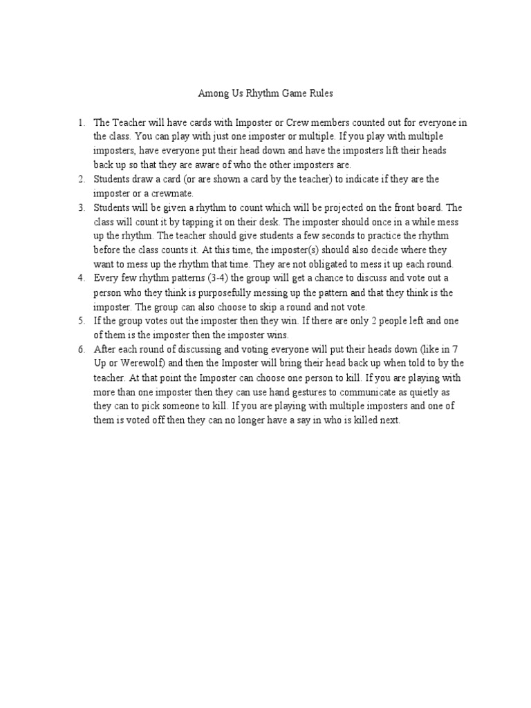 Among Us Rhythm Patterns | PDF