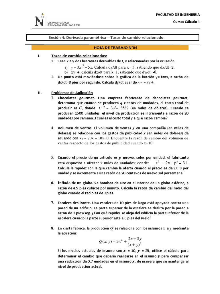 Ejercicios-Semana 4-Derivación Paramétrica | PDF | Economias | Business