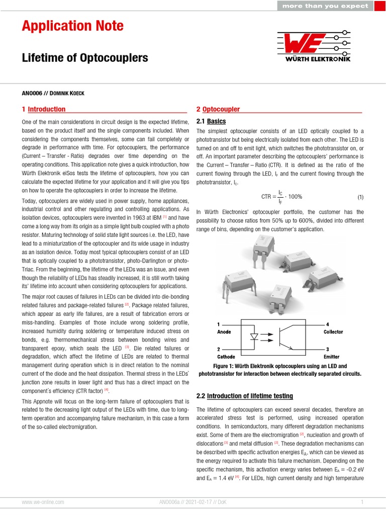 Application Note: Lifetime of Optocouplers | PDF | Light Emitting Diode ...