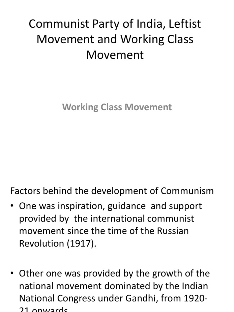 Communist Party of India, Leftist Movement and | PDF | Political ...