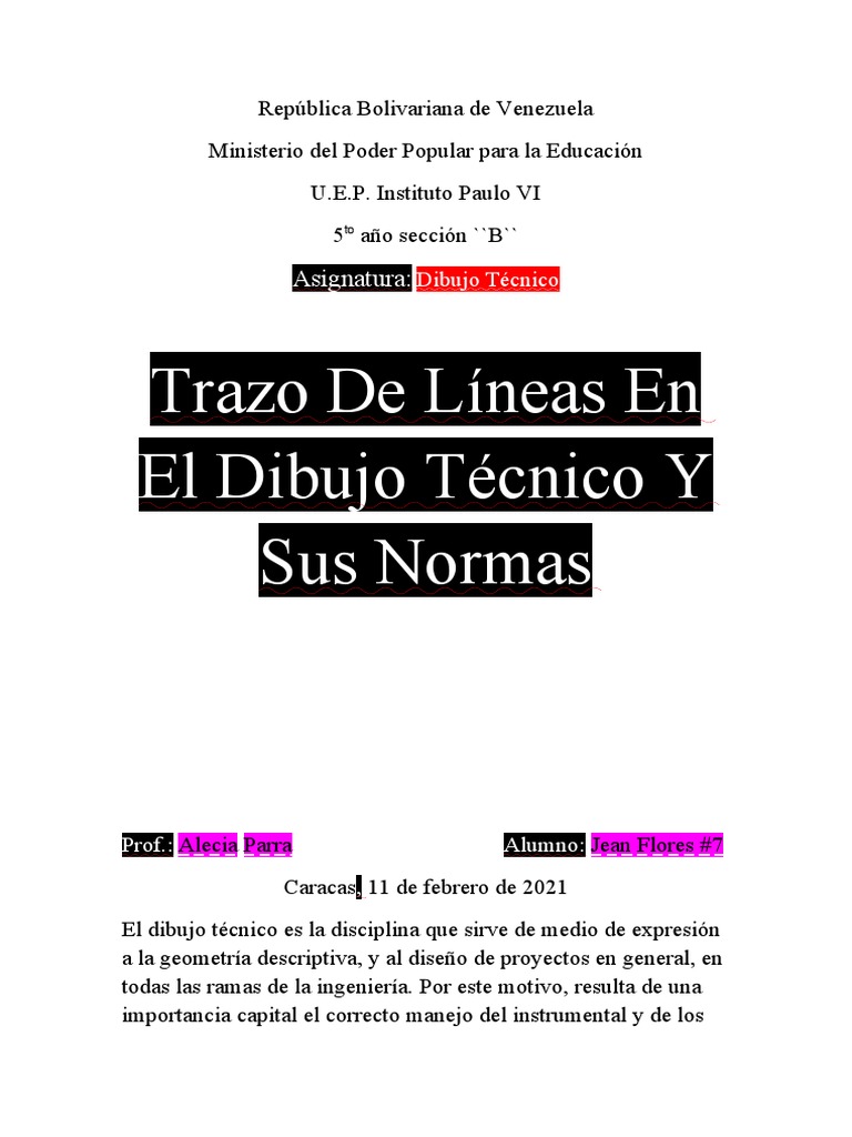 Lineas en El Dibujo Técnico Y Sus Normas | PDF | Dibujo | Lápiz