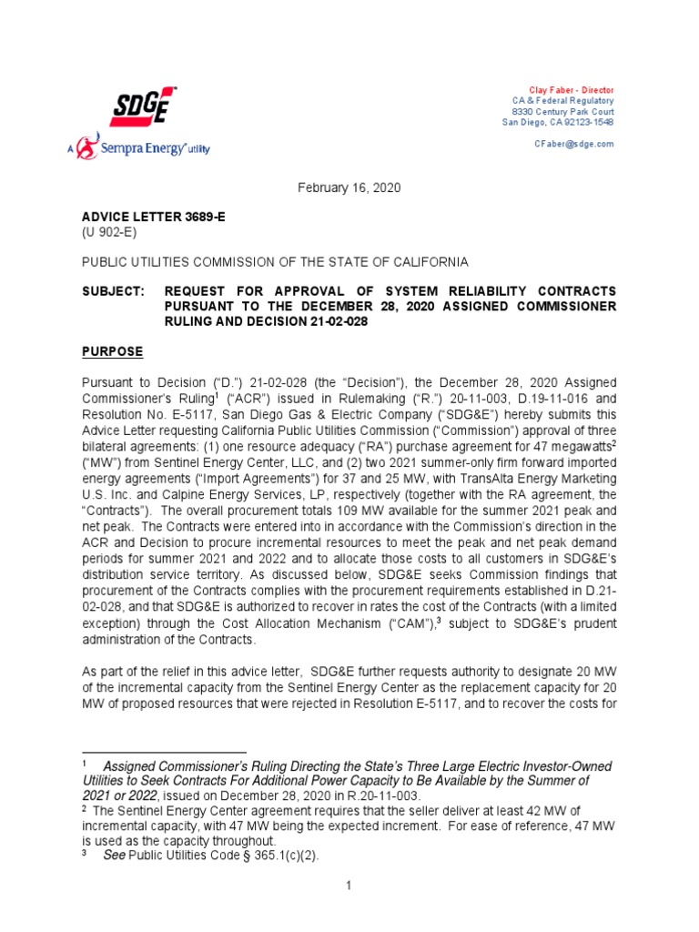 Sdge - Al3689e 2-16-21 Letter | PDF