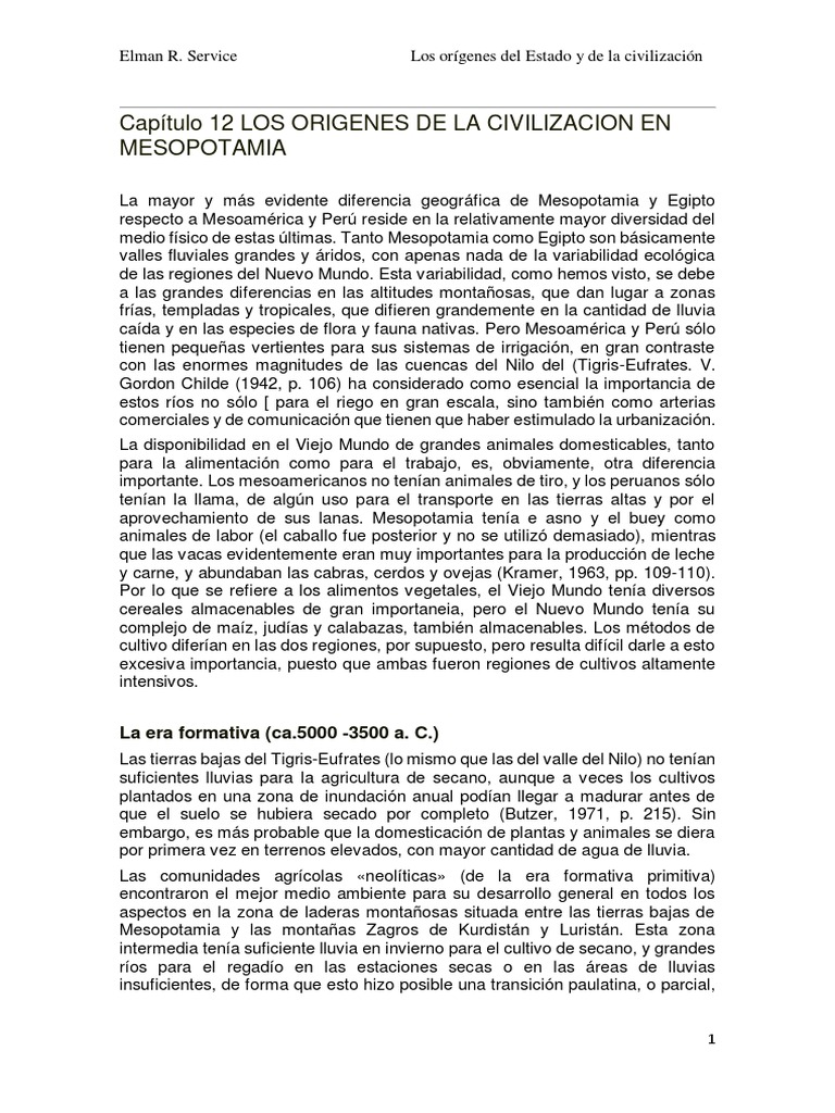 Capítulo 12 Los Origenes De La Civilizacion En Mesopotamia Pdf