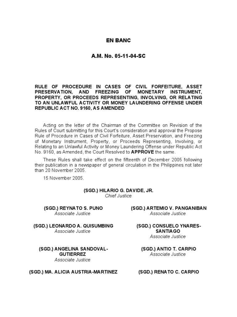 Civil Forfeiture Procedure Rules | PDF | Asset Forfeiture | Judgment (Law)