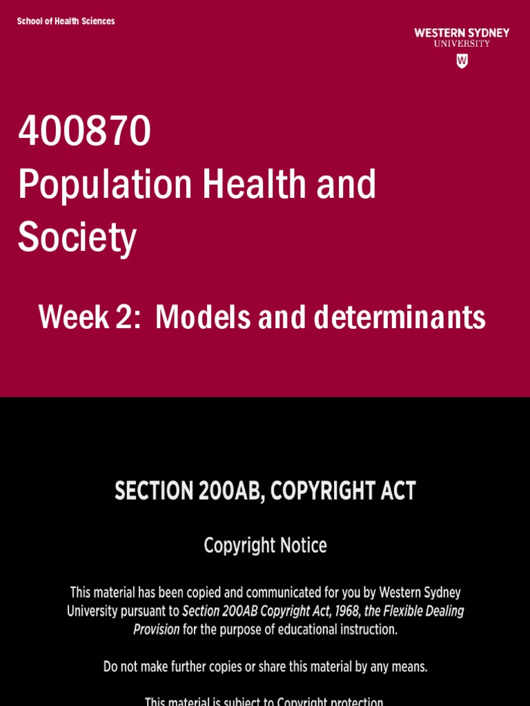 PHS 2 Models and Determinants | PDF | Socioeconomic Status | Chronic ...