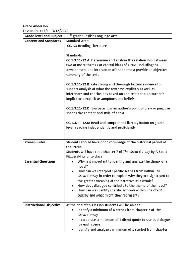 Anderson Storyboardlp | PDF | The Great Gatsby | Narrative