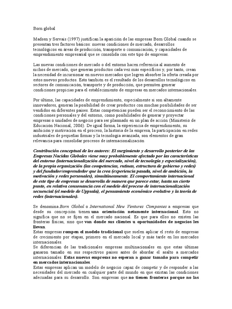 Born Global | PDF | Negocios | Finanzas y administración del dinero