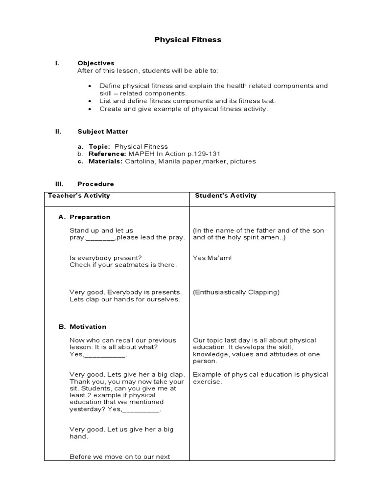 Detailed Lesson Plan in Teaching Pe and Health in Elementary Grades ...