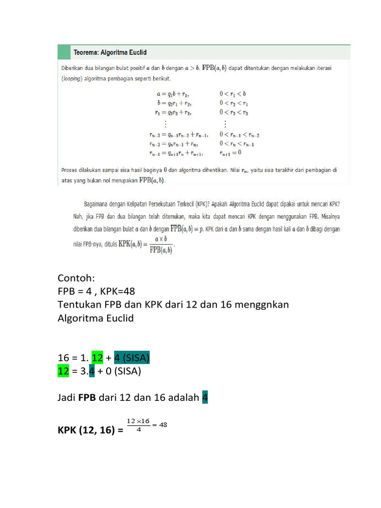 Algoritma Euclid | PDF | Metode & Bahan Ajar