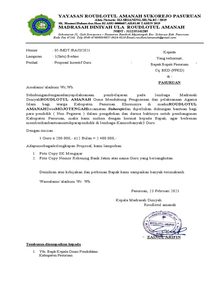 Contoh Proposal Insentif | PDF