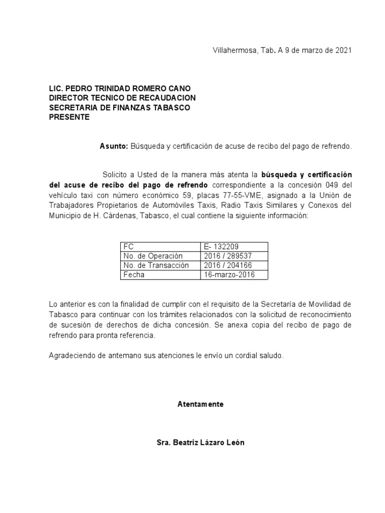Certificacion Acuse Refrendo | PDF | Derecho