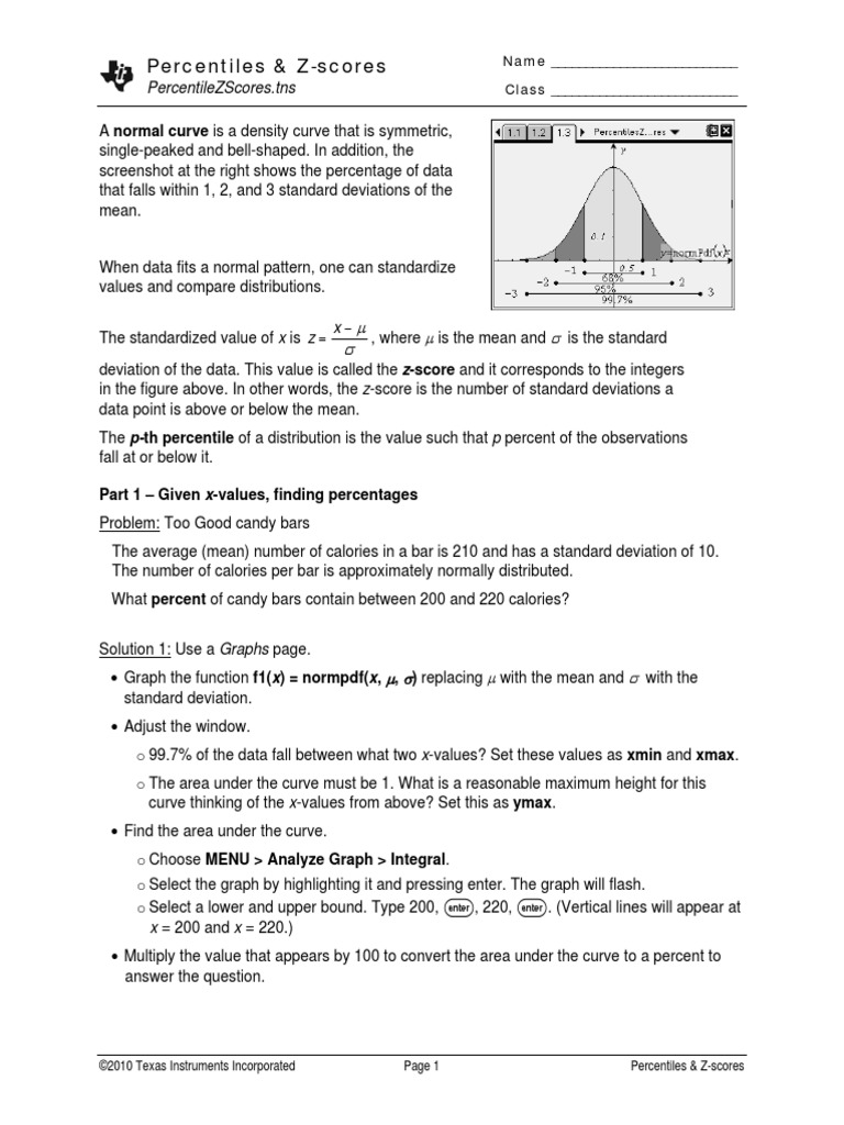 PercentilesZScores Student | PDF | Normal Distribution | Percentile