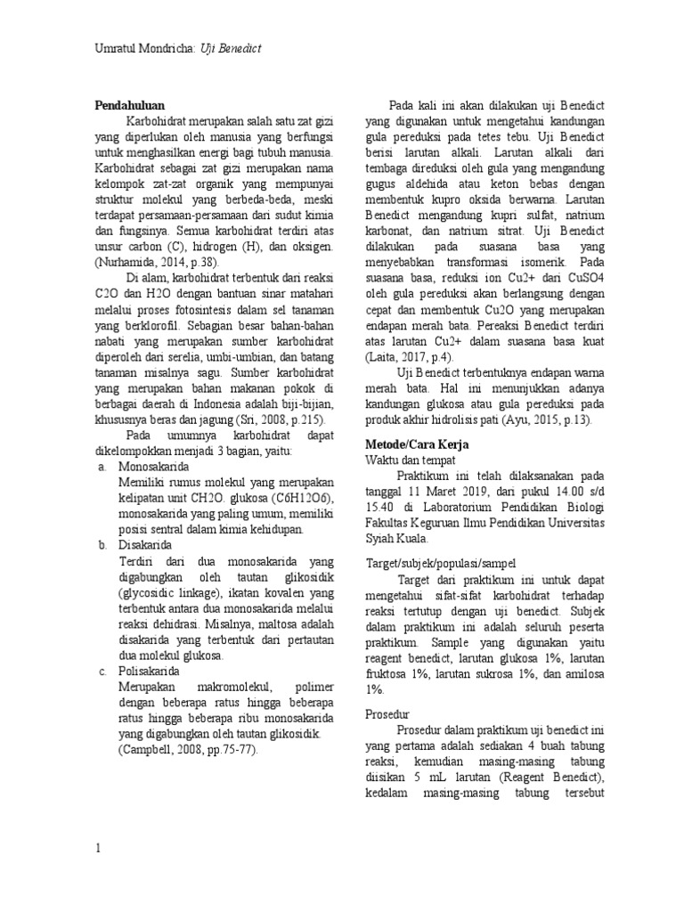 Uji Benedict | PDF | Sains & Matematika